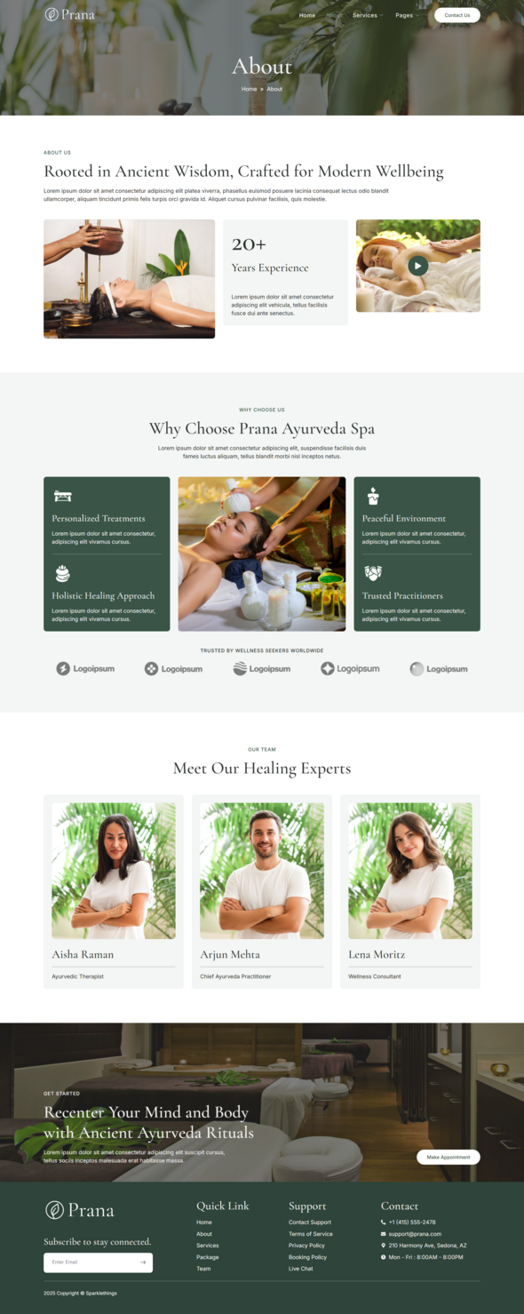 Prana - Ayurveda Treatment & Spa Elementor Template Kit by sparklethings